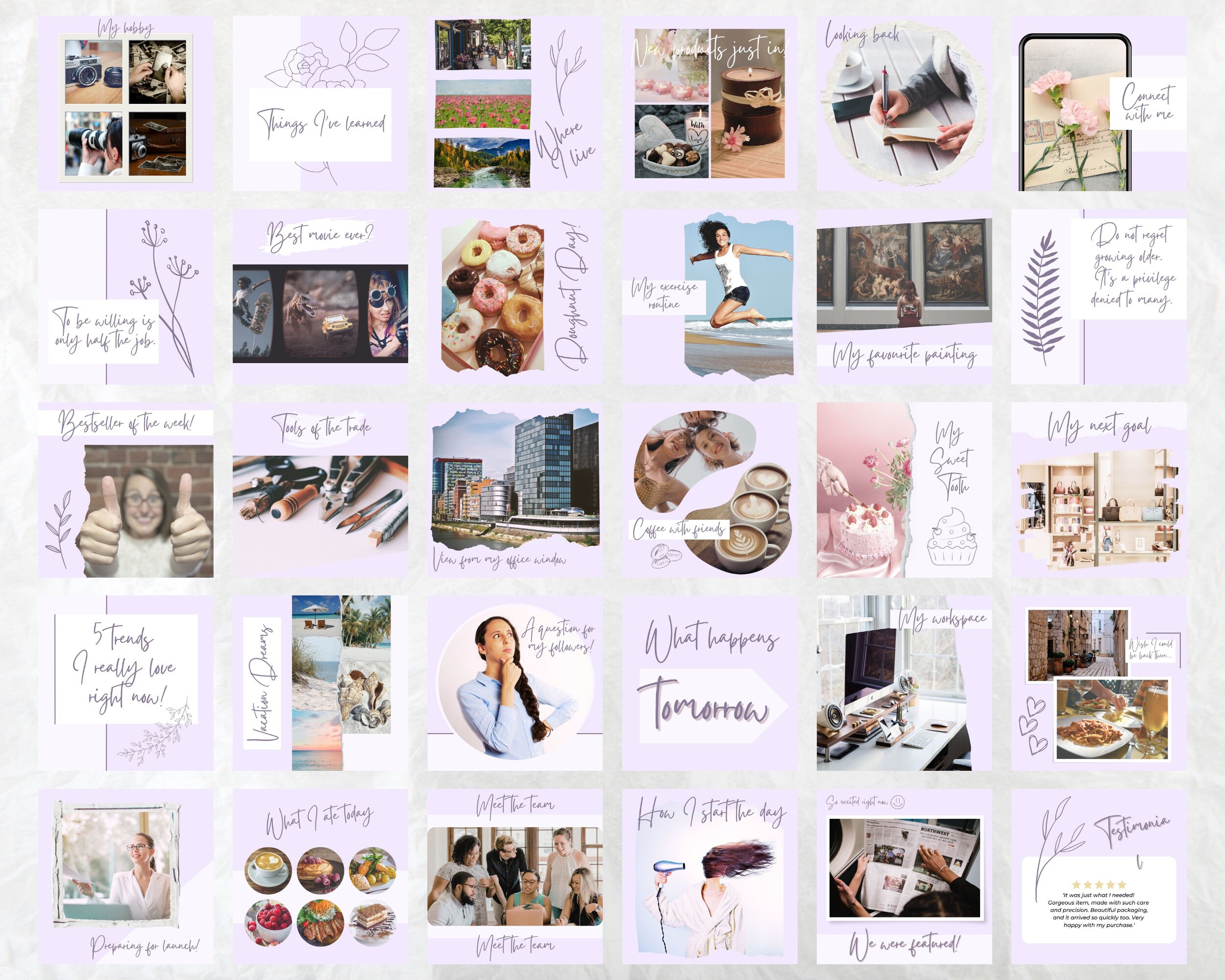 120 Lilac Instagram Post Templates Light Purple Insta Posts Editable in ...