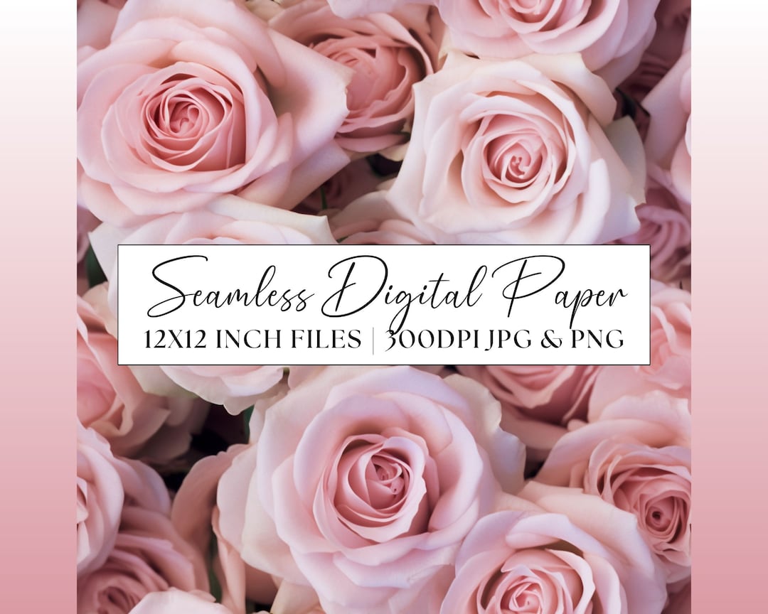 Pink Rose Seamless Pattern, Pastel Pink Roses Digital Paper, Wedding ...