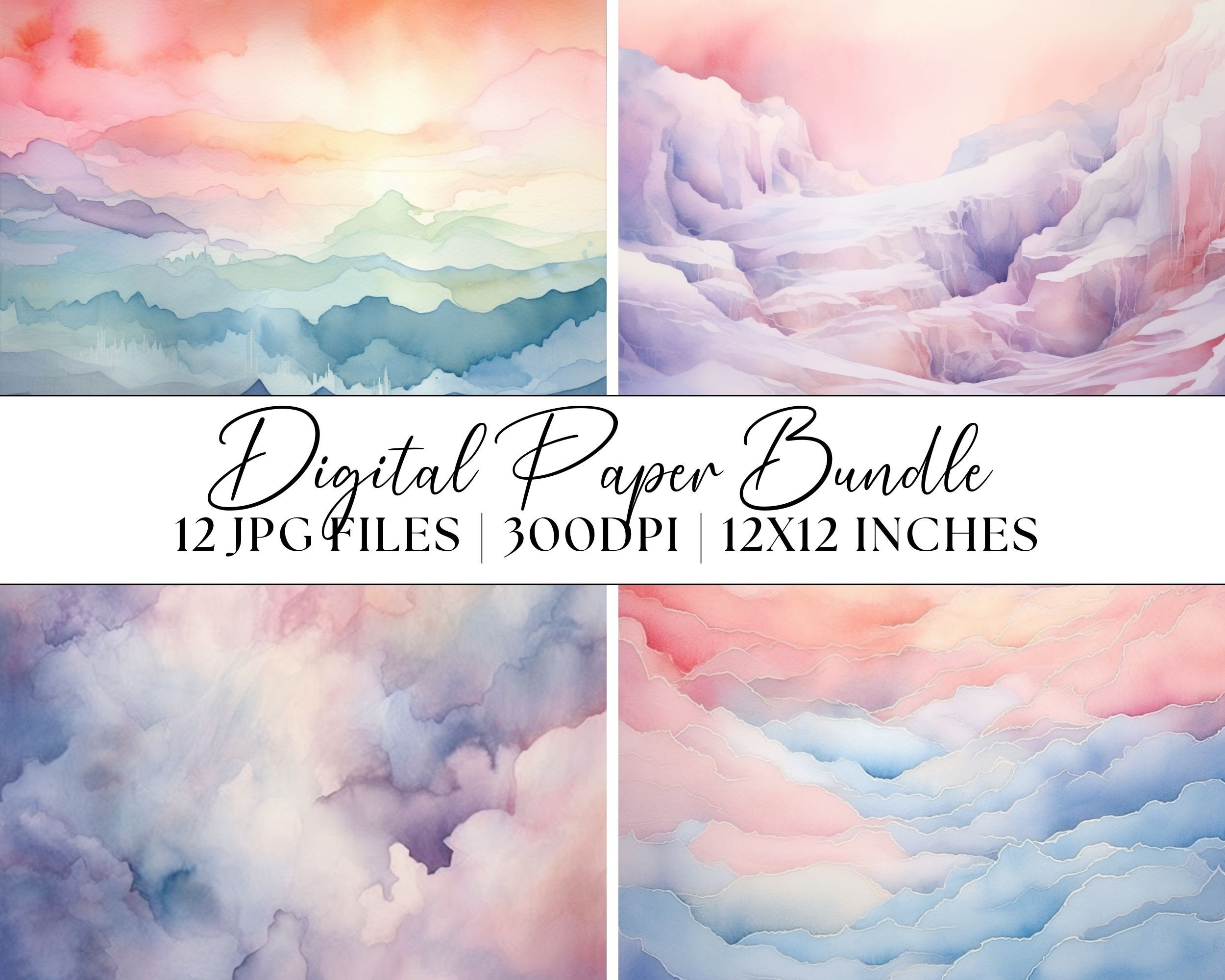 Pastel Rainbow Watercolor Digital Paper 12x JPG Patterns - Etsy