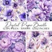 Purple Flowers Digital Paper, 12x JPG Patterns Watercolour Clipart ...