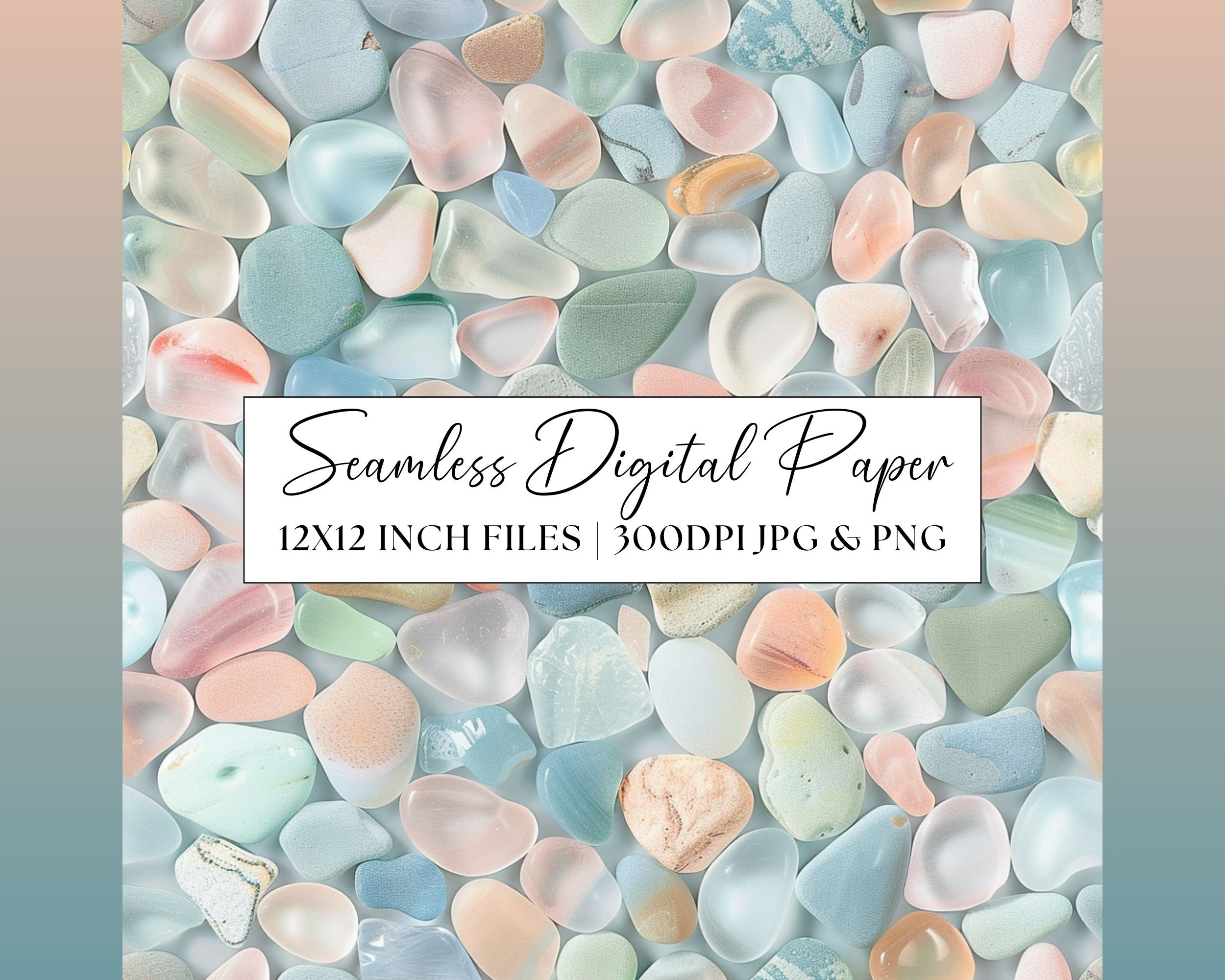 Sea Glass Digital Paper, Beach Glass Seamless Pattern, Ocean Theme ...