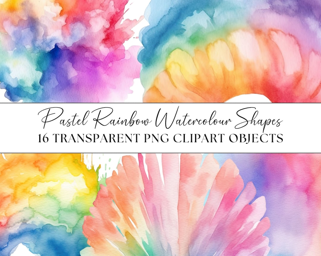 Pastel Rainbow Watercolour Washes, PNG Clipart Splashes Shapes Objects ...