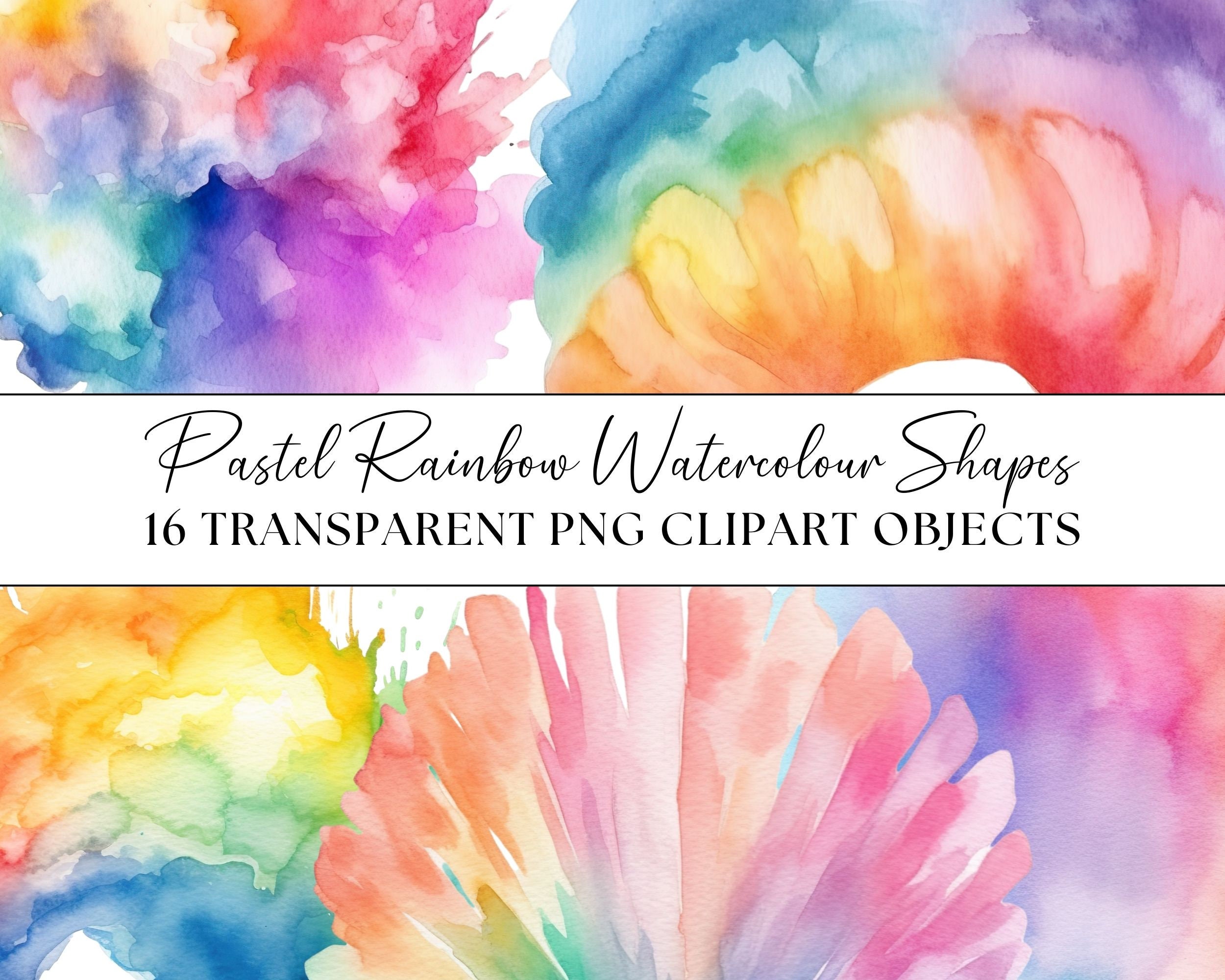 Pastel Rainbow Watercolour Washes, PNG Clipart Splashes Shapes Objects ...