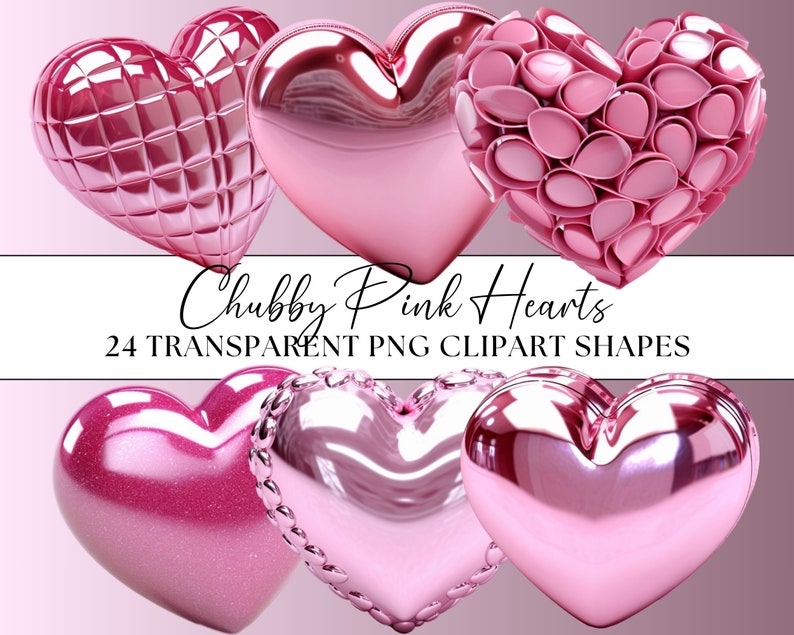 Pink Hearts Clipart Bundle, Objects Crafting Wedding Love Valentines ...