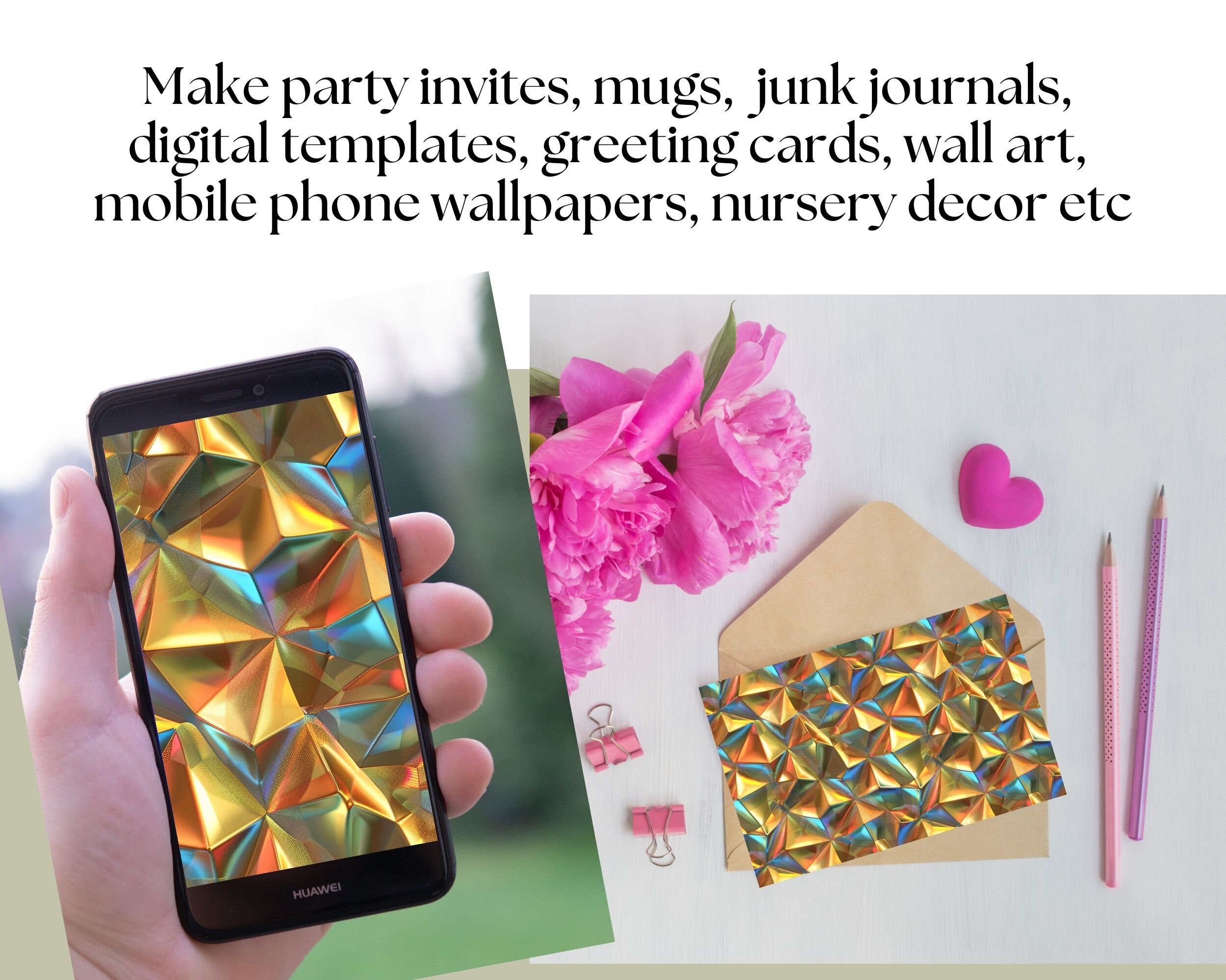 Iridescent Gold and Blue Digital Paper, Metallic Seamless Pattern ...