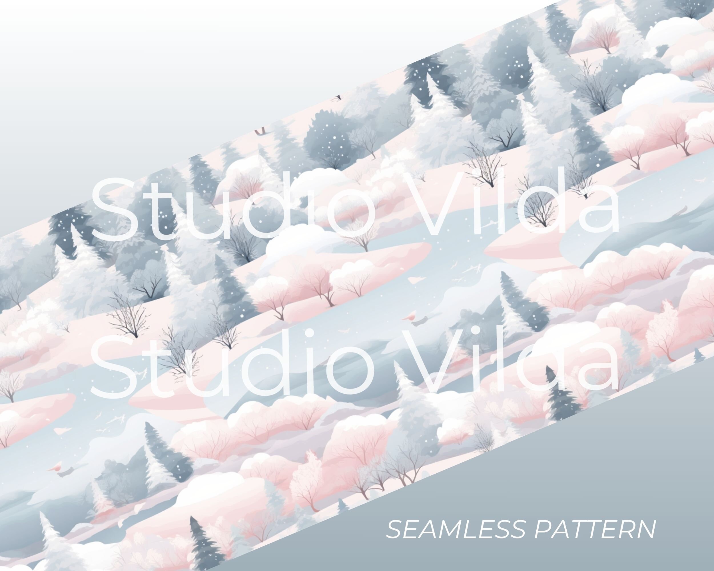 Pink Snow Digital Paper, Winter Theme Seamless Pattern, Christmas ...