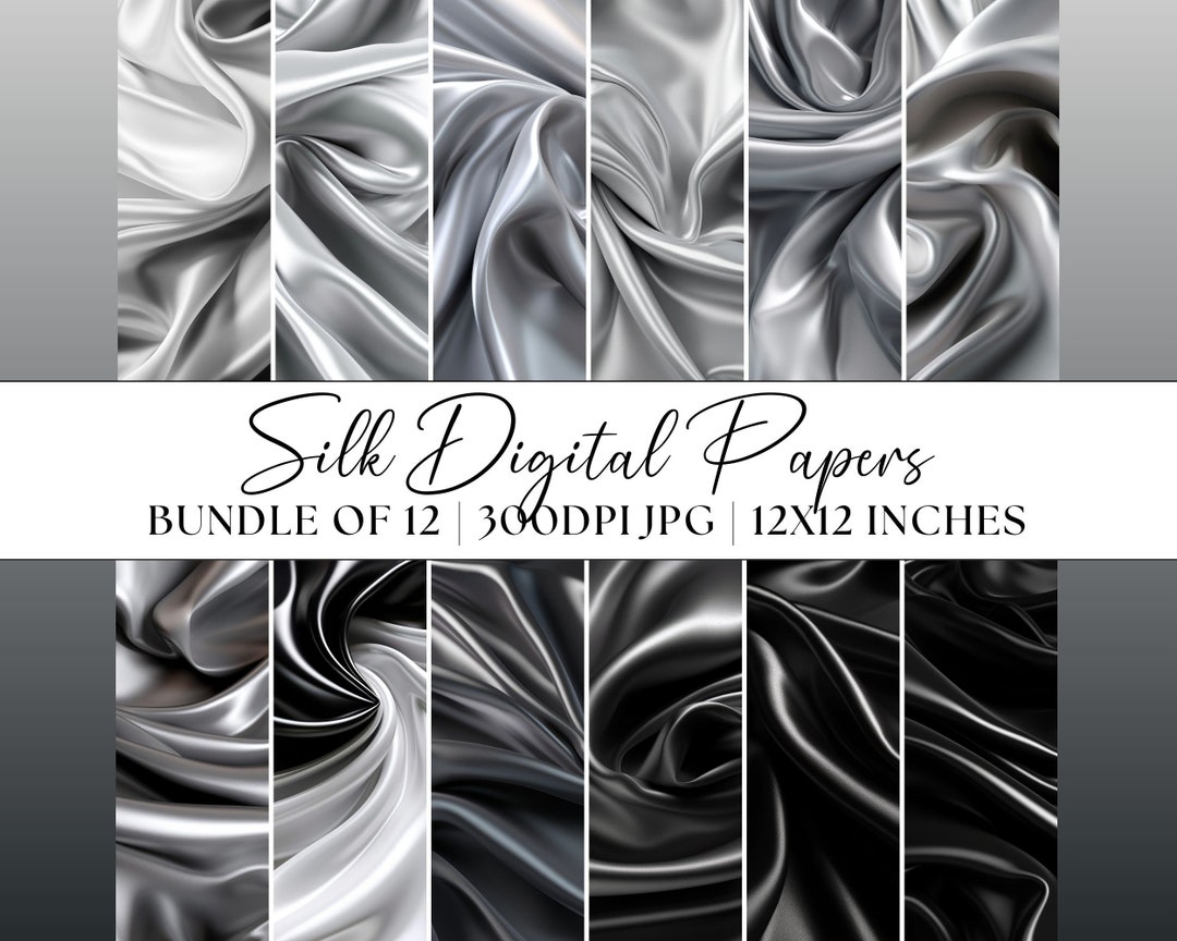 Black and Silver Digital Paper, Silk Textures Patterns, 12xjpg ...
