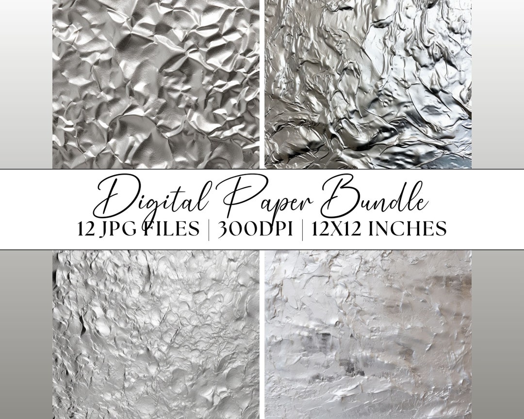 Metallic Digital Paper, Shiny Silver Texture, 12x JPG Shimmer Backdrop ...