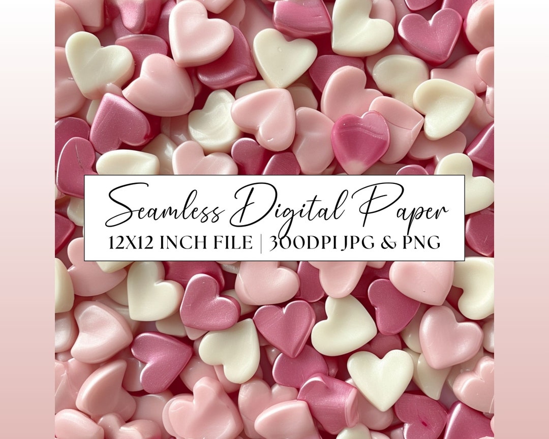 Sweet Candy Hearts Digital Paper, Valentine's Seamless Pattern Wedding ...