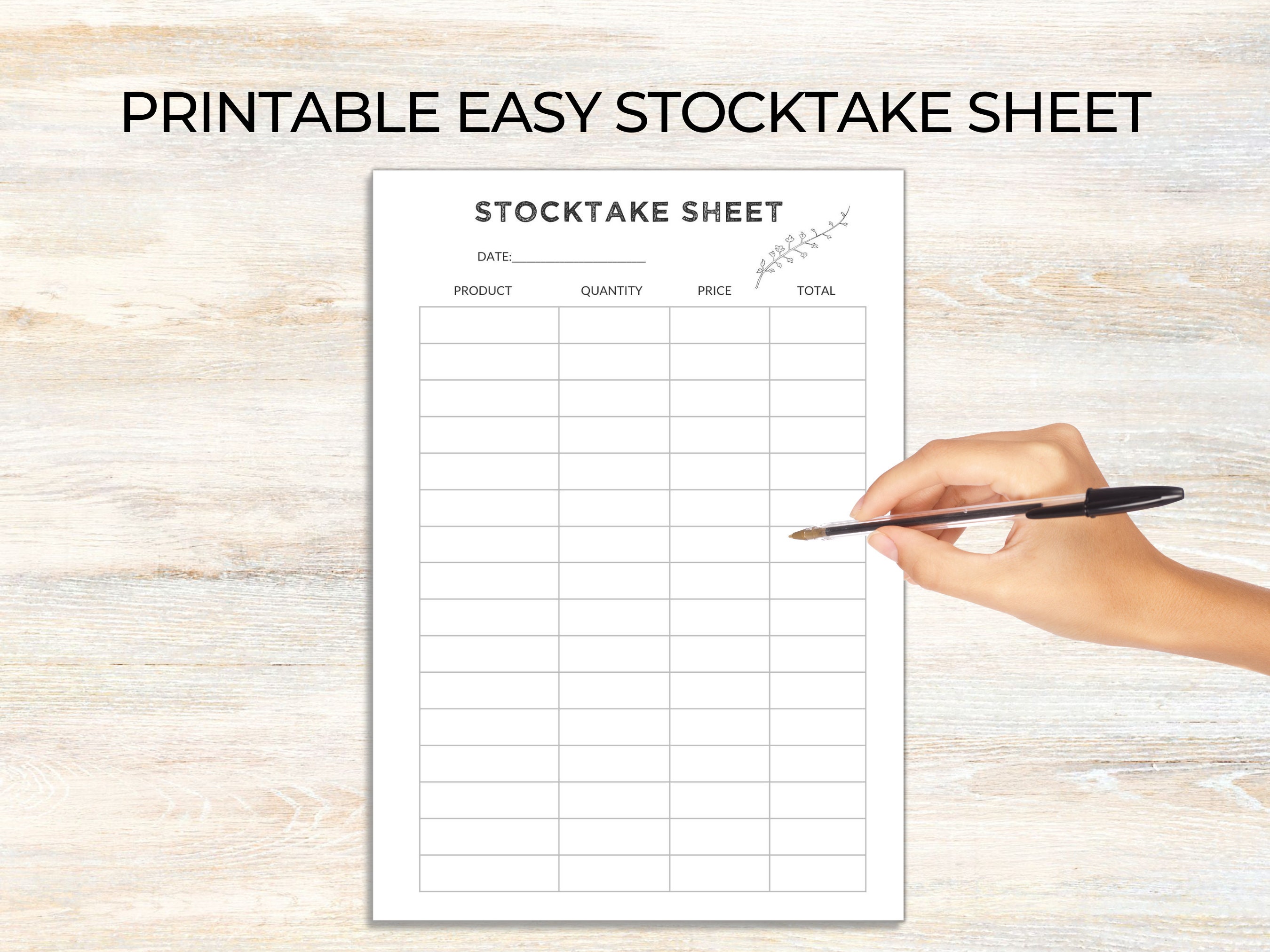Printable Stocktake Sheet Basic Inventory Log Digital Download A4 A5 US Letter Size for Small ...