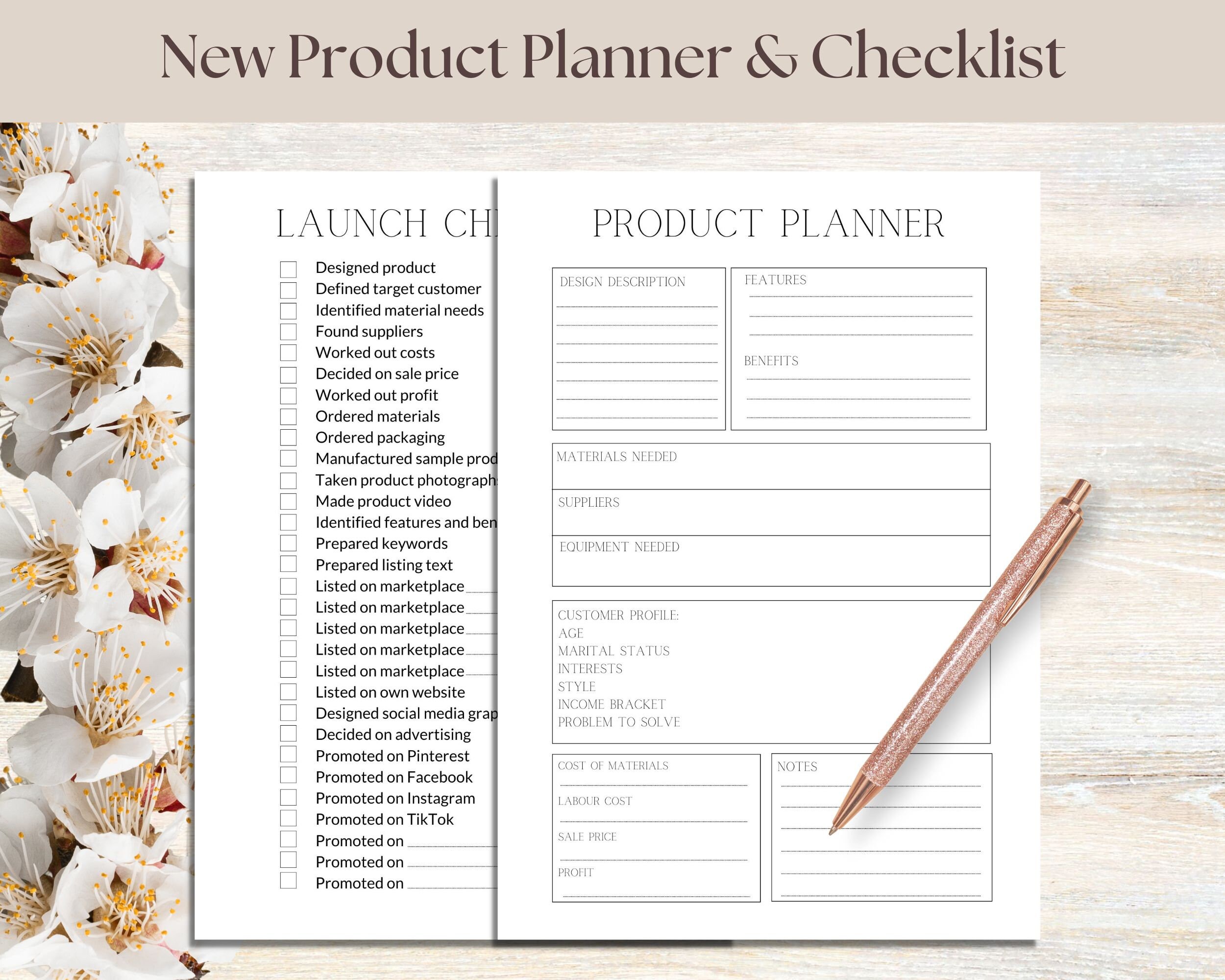 New Product Planner & Check List Printable Sheets Basic - Etsy