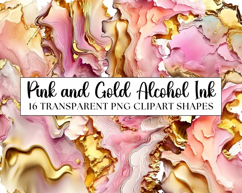 Pink and Gold Alcohol Ink, PNG Clipart Shapes Objects 16 Colourful ...
