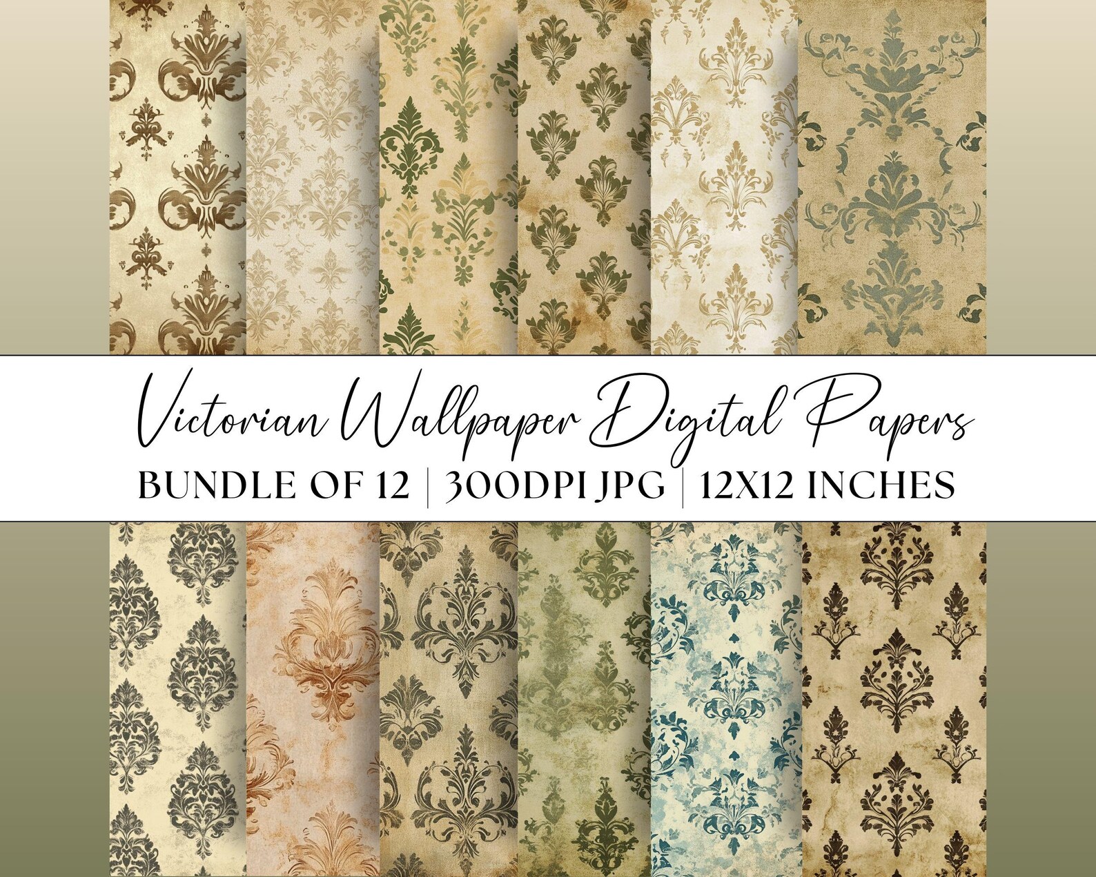 Beige Victorian Wallpaper Digital Paper, 12x JPG Light Neutral Patterns ...