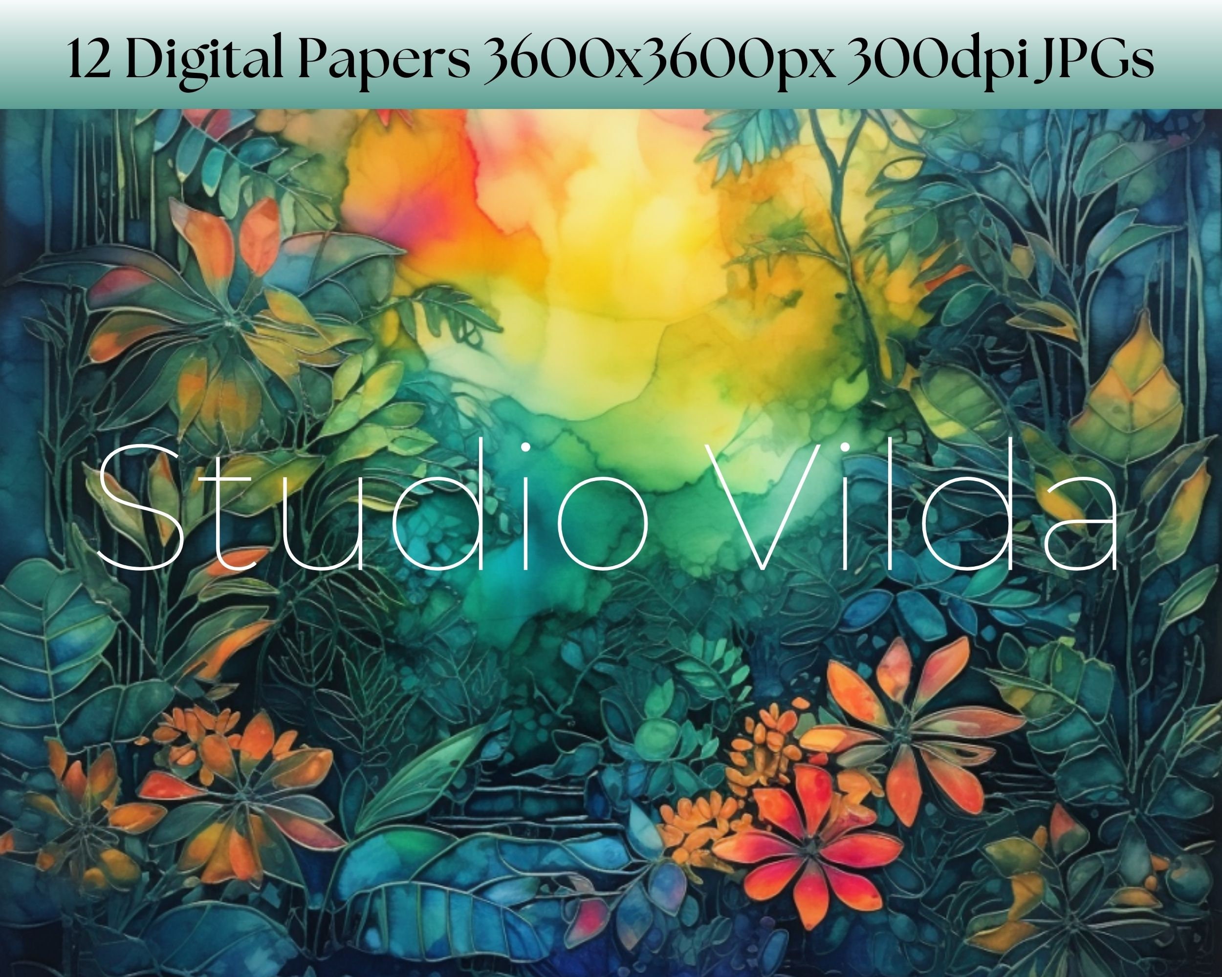 Jungle Themed Digital Paper 12x JPG Patterns Clipart Graphics ...
