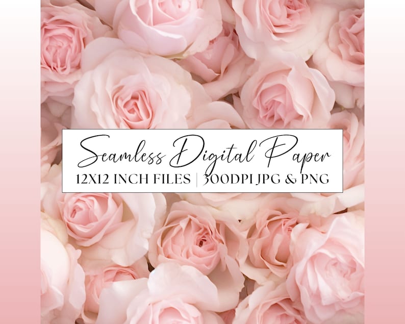 Pastel Pink Roses Digital Paper, Pink Rose Seamless Pattern, Wedding ...