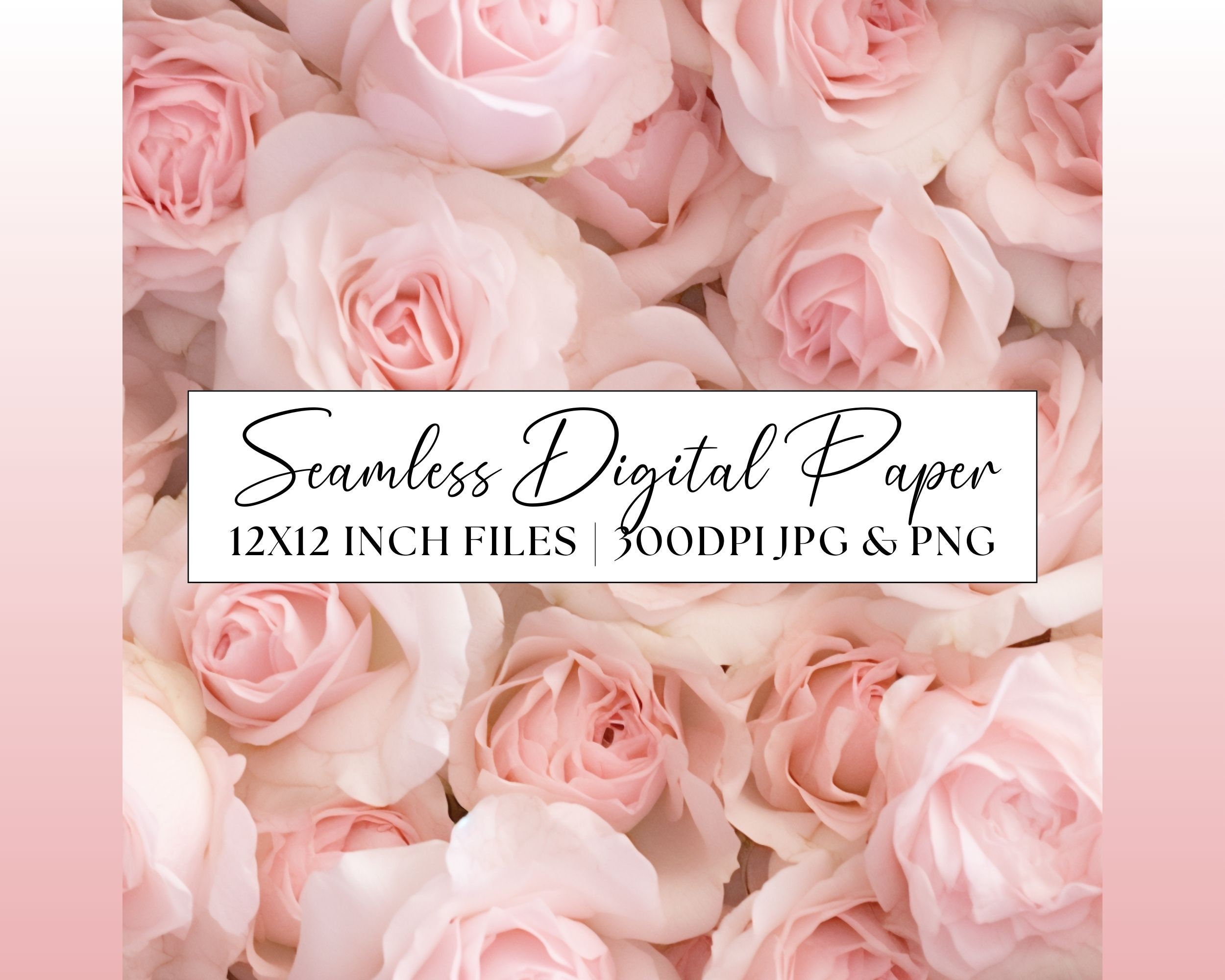 Pastel Pink Roses Digital Paper, Pink Rose Seamless Pattern, Wedding ...