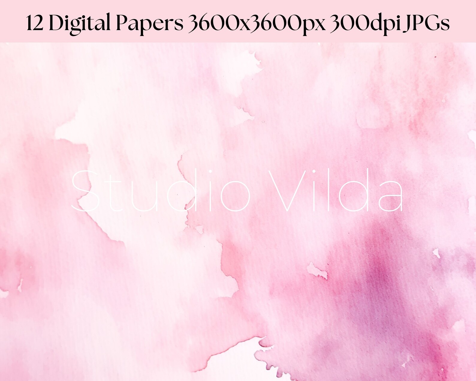Pale Pink Digital Paper, 12x JPG Patterns Watercolour Clipart Instant ...