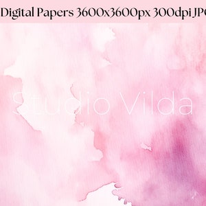 Pale Pink Digital Paper, 12x JPG Patterns Watercolour Clipart Instant ...