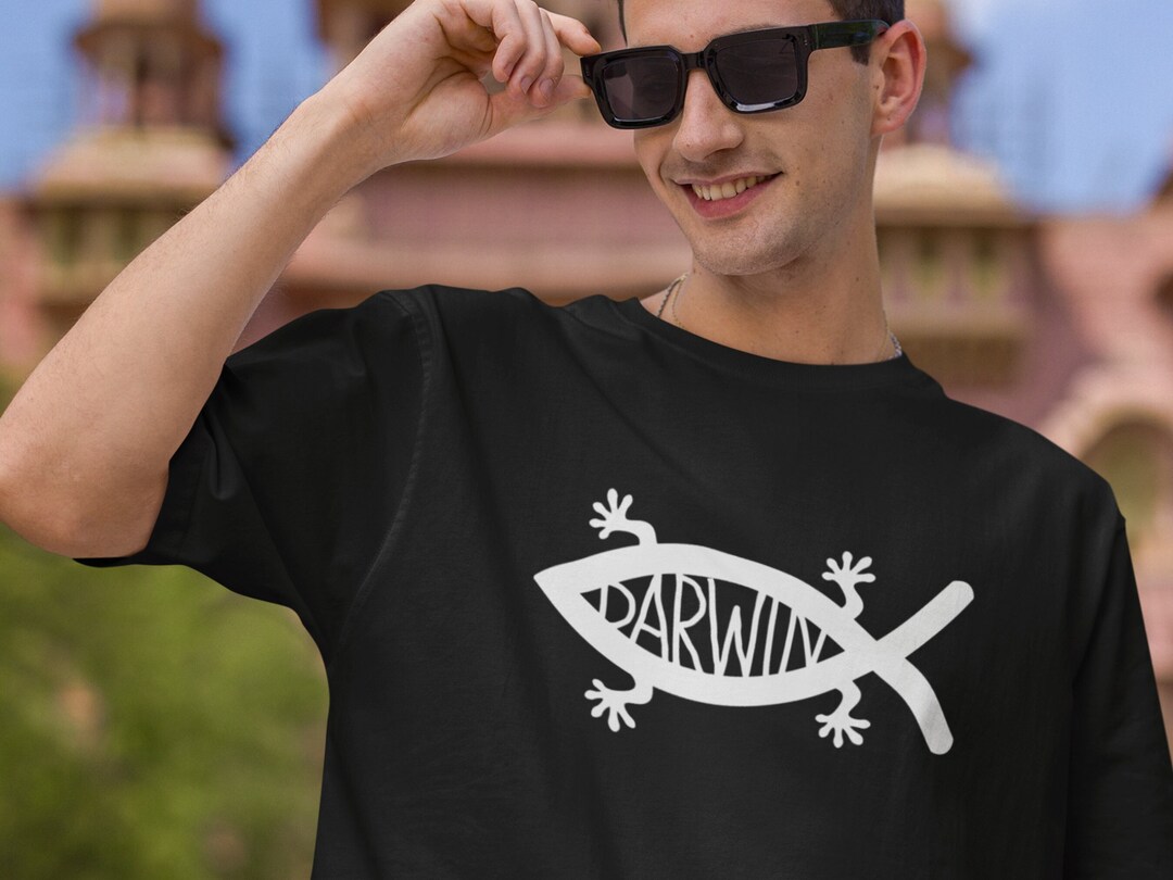 ATHEISTS JESUS FISH or Ichthys Symbol Unisex T-shirt Charles Darwin ...