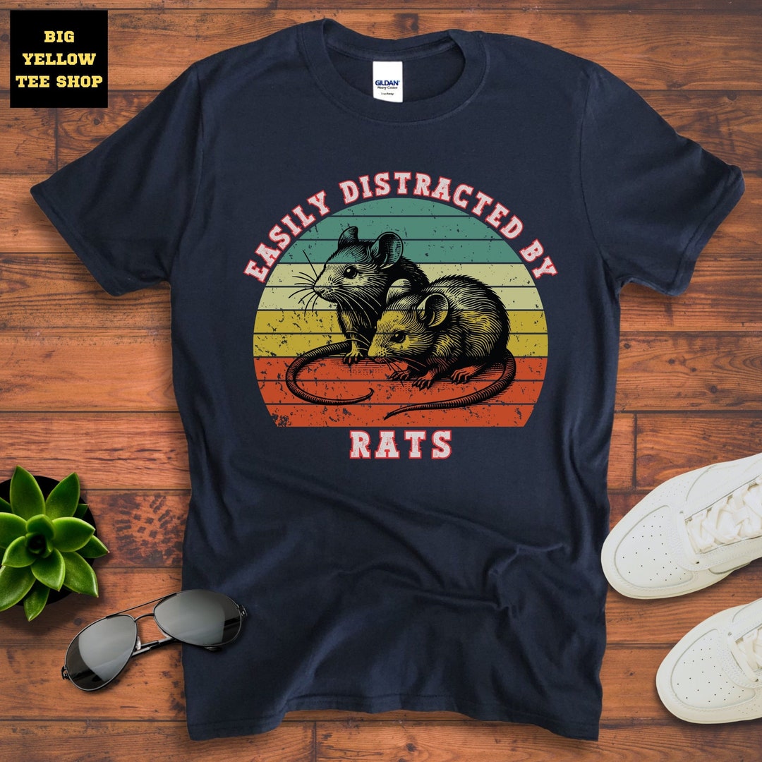 EASILY DISTRACTED by RATS Retro Print T-shirt | Rodent Lover Tshirt ...