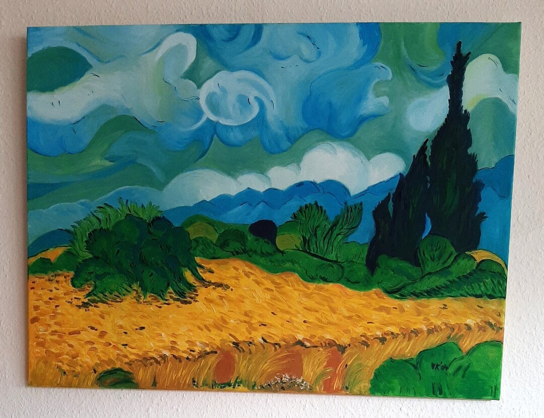Cornfield With Cypress Trees, Inspired by Vincent Van Gogh's Artwork ...