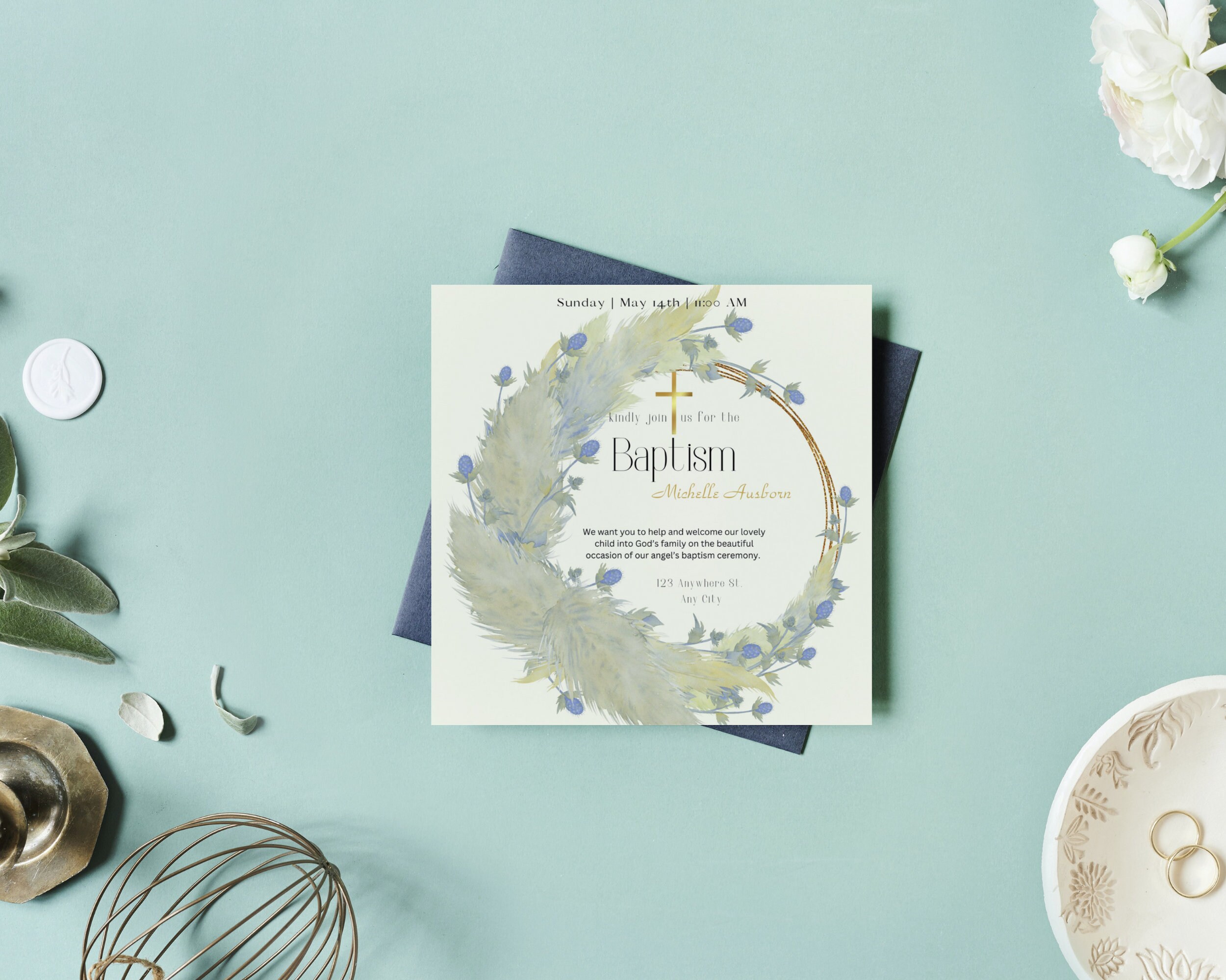 Baptism Thank You Card Christening Thanks Card Baptism Boy - Etsy