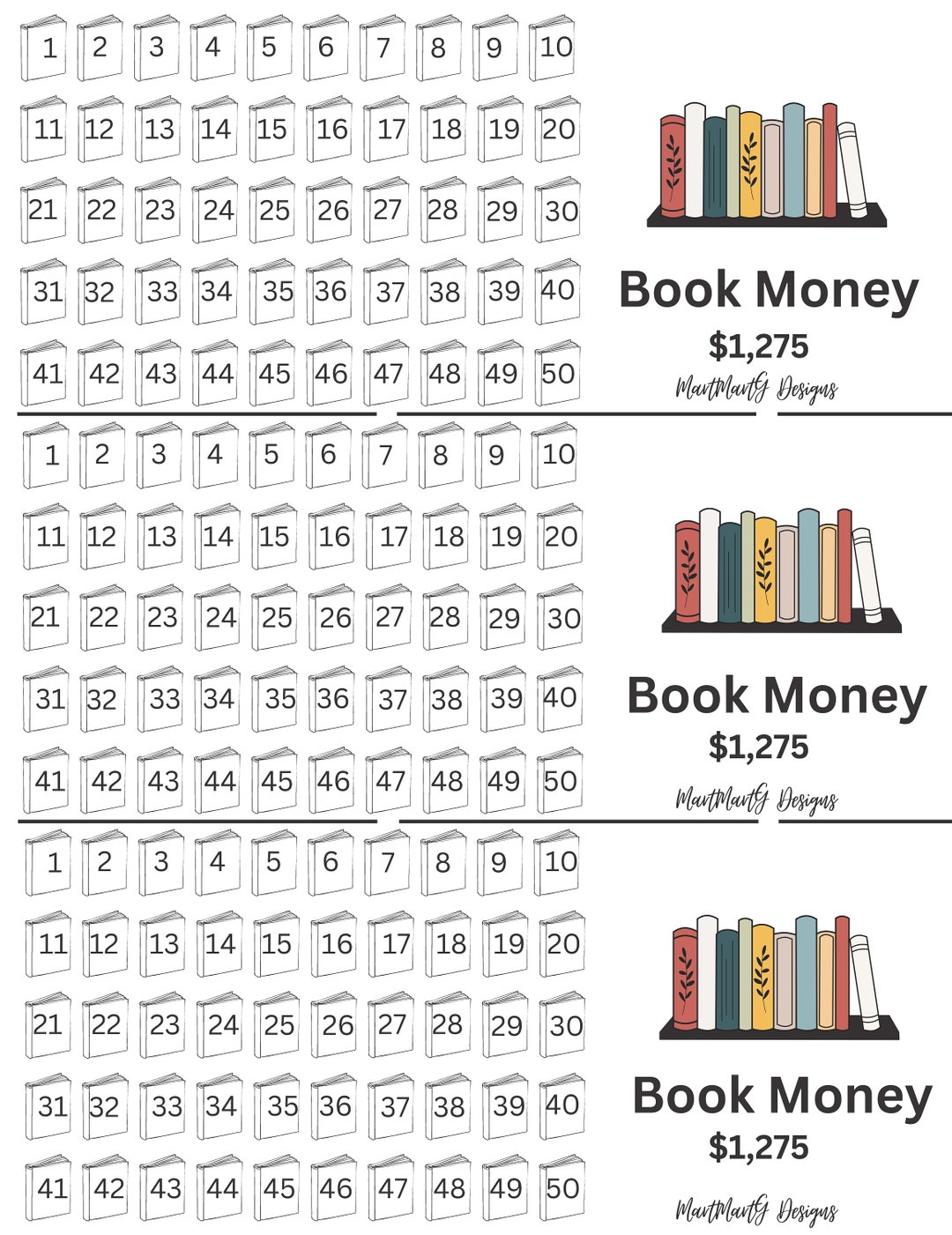 Book Money Savings Tracker, Save for Books, Track Book Savings, Bookish ...