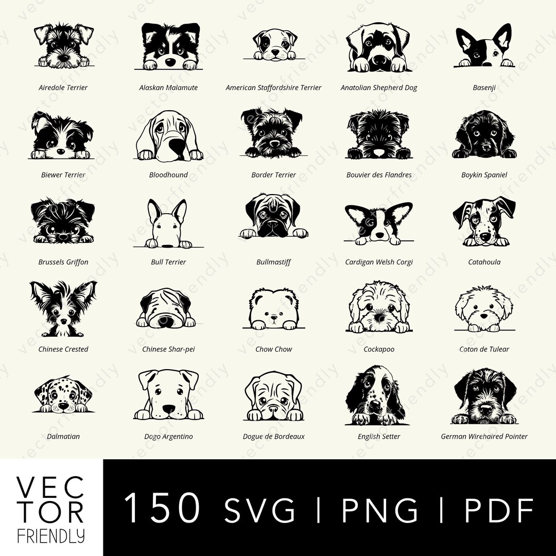 Puppy SVG Bundle 2, Puppy Breed SVG Bundle, Puppy Face SVG, Puppy Head ...