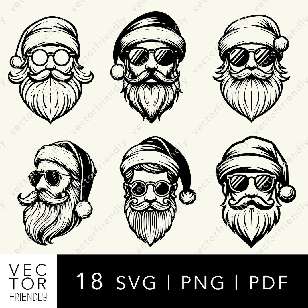 Santa SVG, Christmas SVG, Cool Santa Claus, Hipster Santa, Santa ...