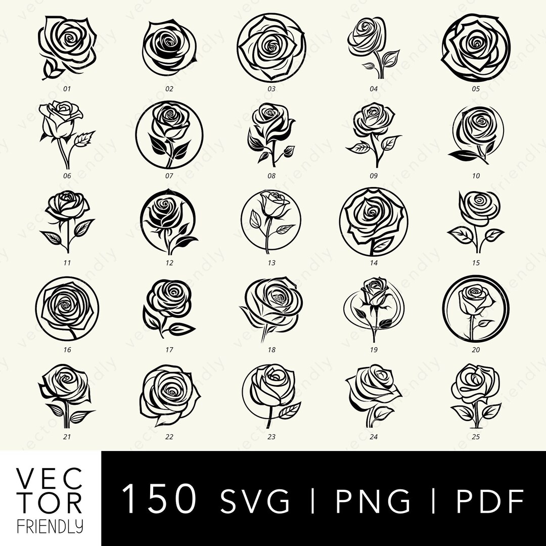 Buy Rose SVG, Rose SVG Bundle, Rose Flower, Rose SVG Cut File, Rose ...