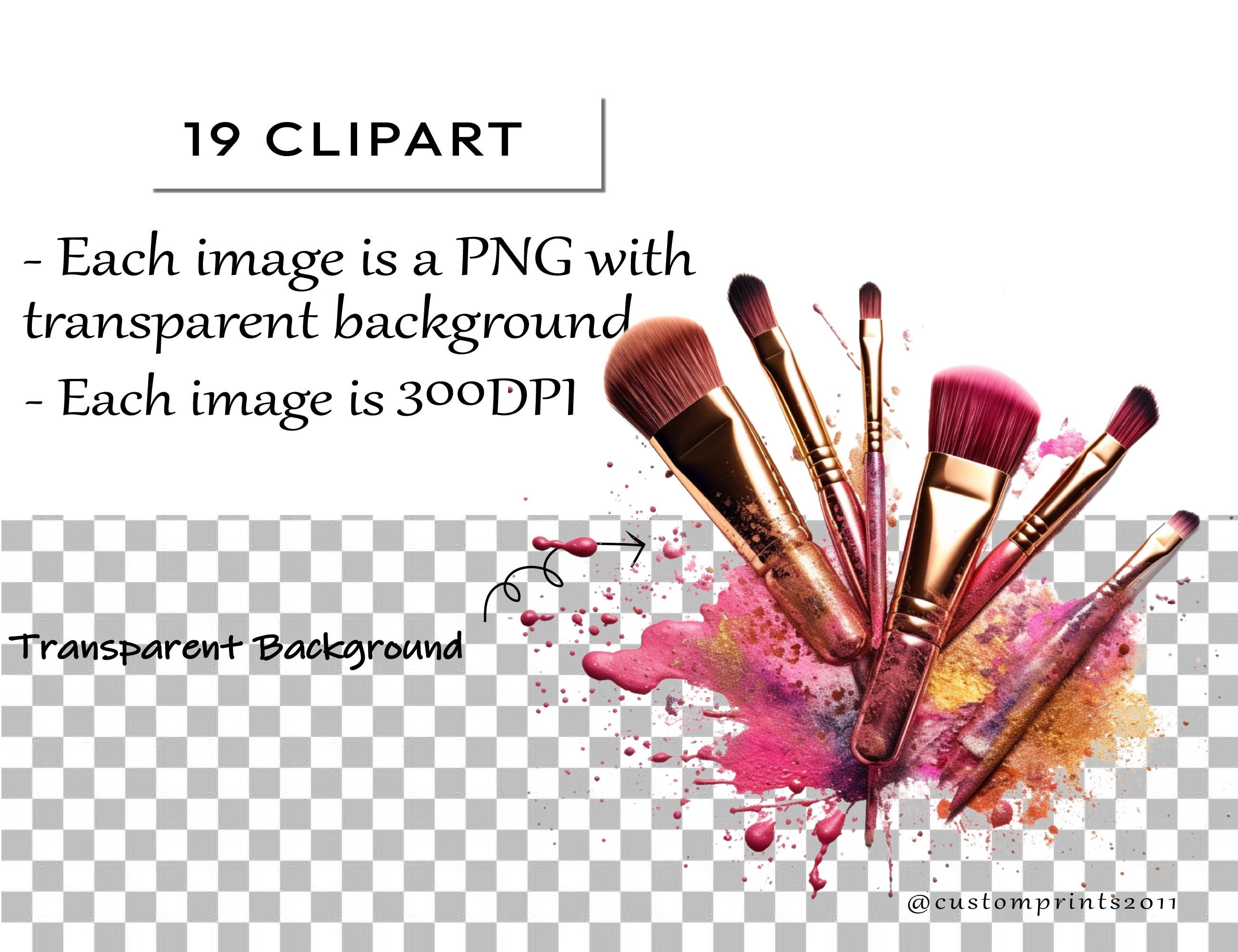 19 Watercolor Beauty Clipart PNG Bundle, Watercolor Makeup Elements ...