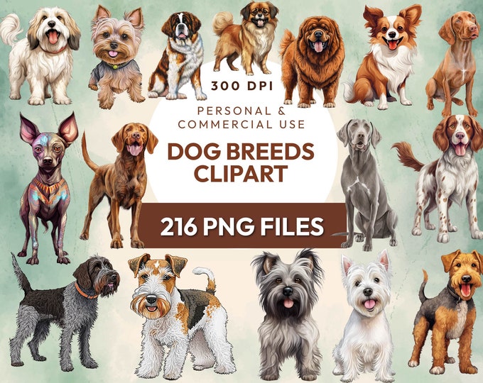 Watercolor Dog Clipart Bundle, Puppy Clipart, Watercolor Spring Clipart ...