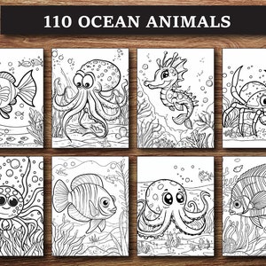 110 Ocean Animals Coloring Pages for Kids, Adult Coloring Book, Under ...
