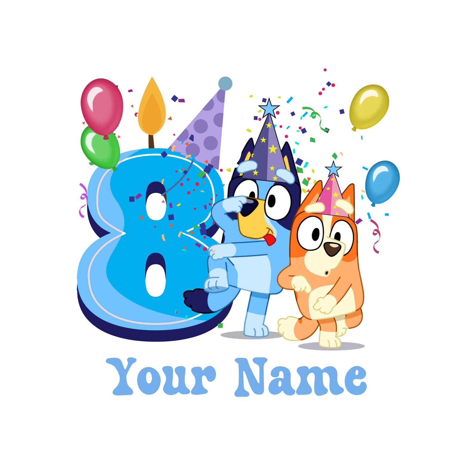 Blue Dog Birthday PNG Digital Download File Boy Age 8 Custom Name ...