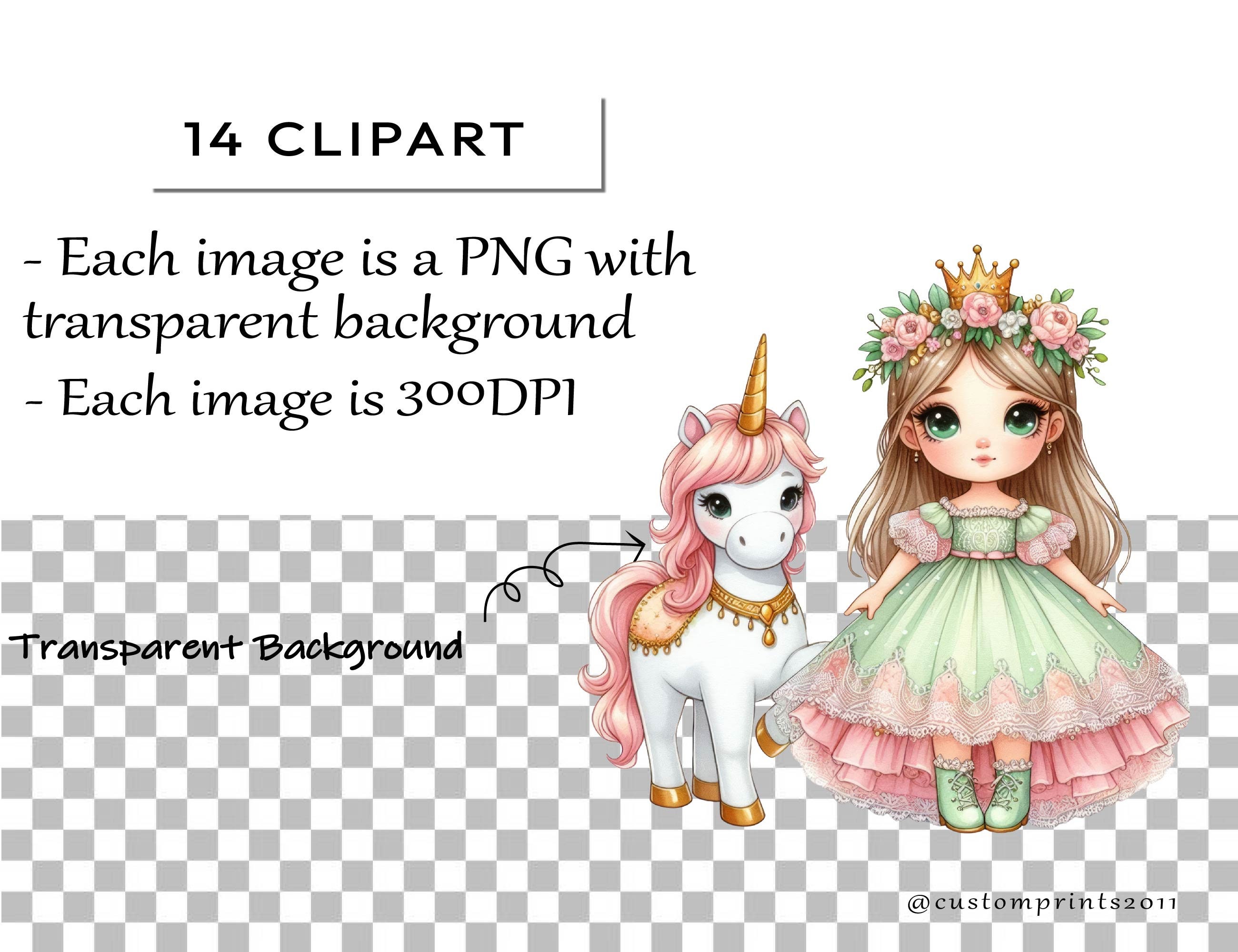 14 Princess and Unicron Clipart Bundle, Princess Unicorn PNG, Magical ...