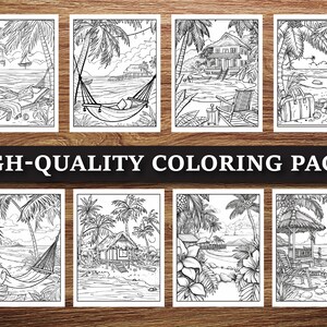 200 Tropical Trip Coloring Pages for Kids and Adults, Beach Coloring ...
