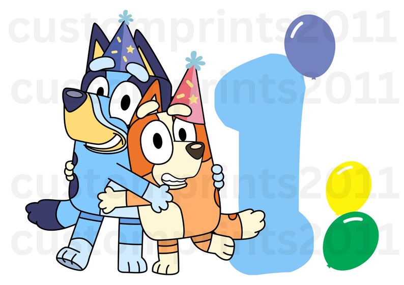 Bluey Birthday PNG Digital Download File Boy Girl Age 1 Sublimation ...