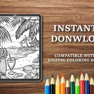 200 Tropical Trip Coloring Pages for Kids and Adults, Beach Coloring ...