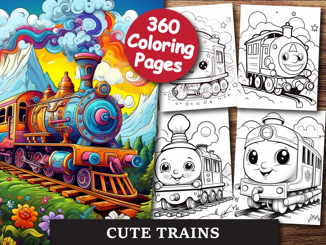 360 Cute Train Coloring Pages for Kids, Trains Coloring Book, Printable ...
