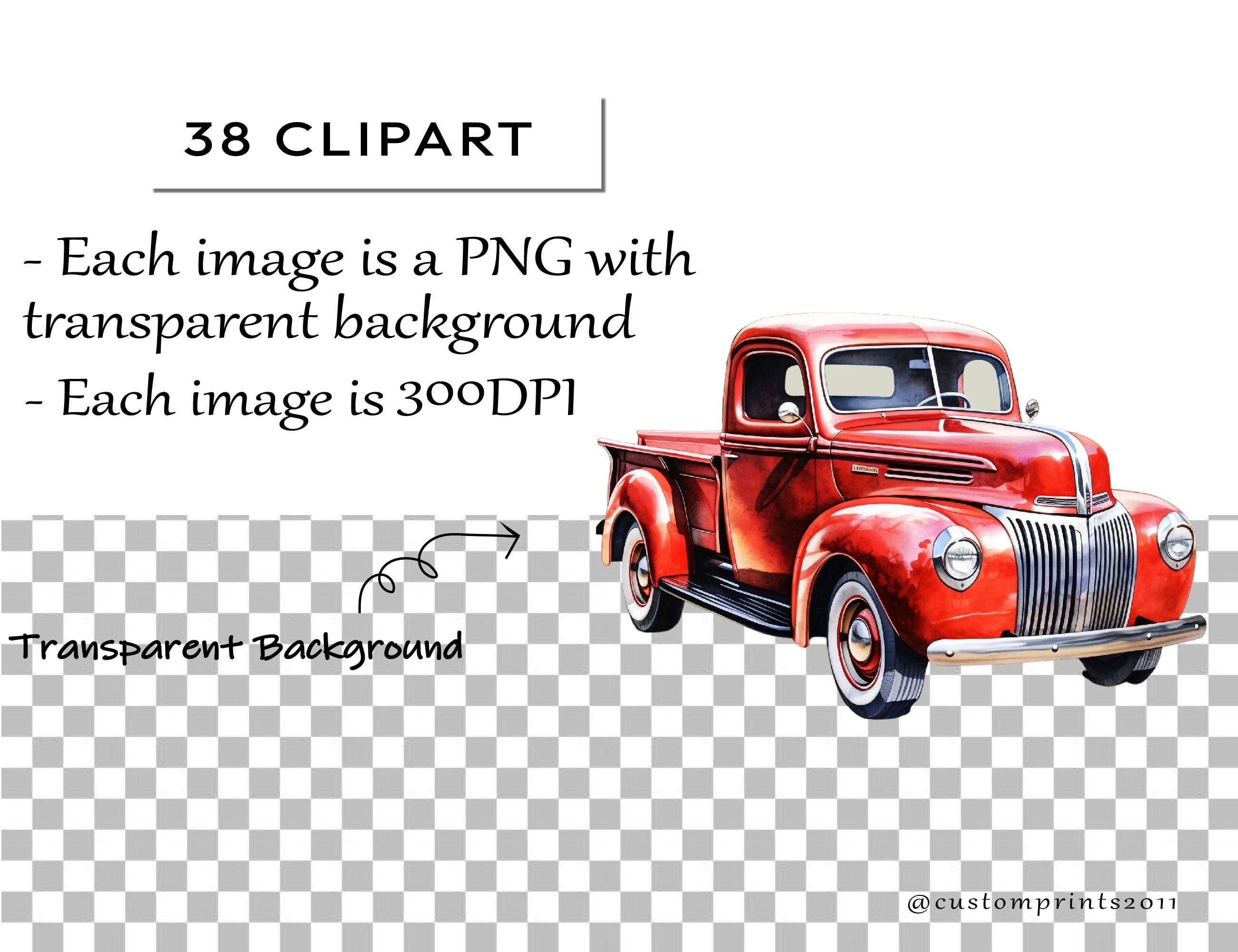 40 Watercolor Vintage Cars Clipart PNG Bundle, Retro Car PNG, Classic ...