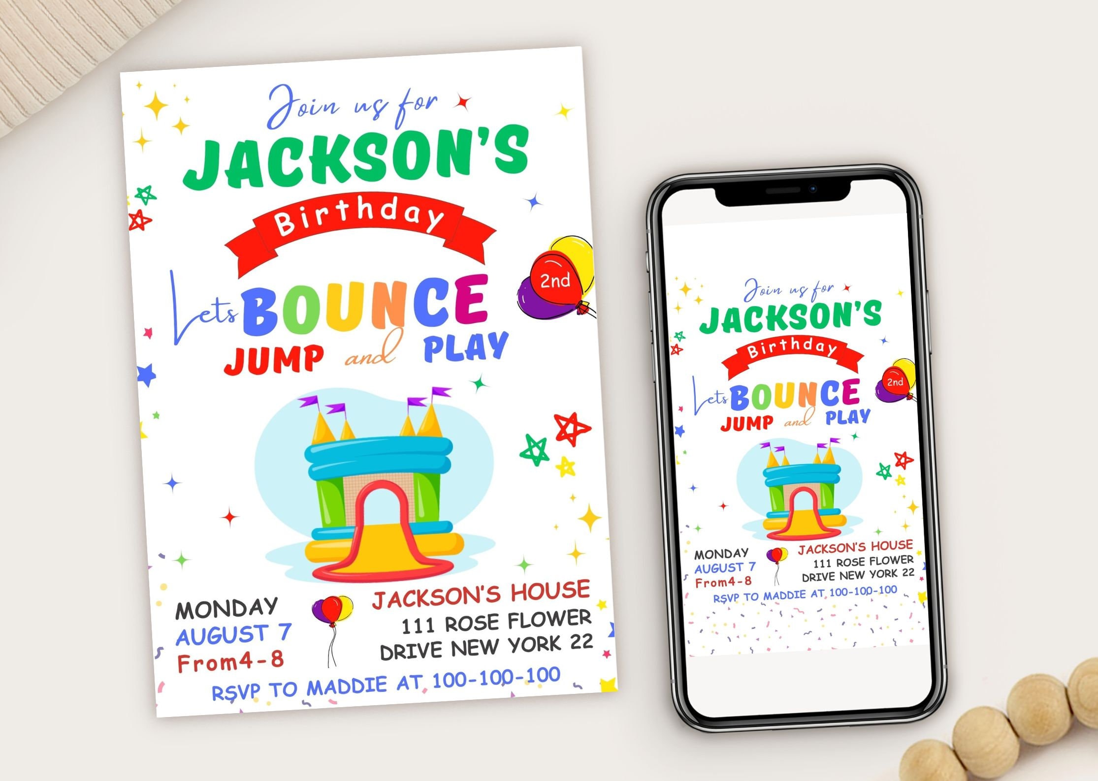 Bouncy Castle Birthday Invitation Boys Girls Birthday Invite Editable ...