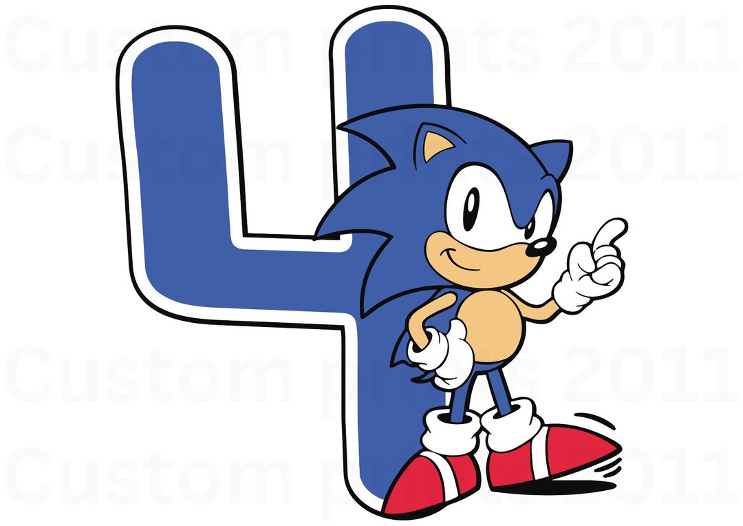 Sonic Style Birthday PNG Digital Download File Boy Age 4 Sublimation ...