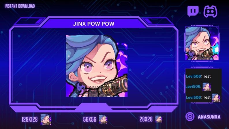 Jinx Arcane Animated Emote Pack for Twitch, Youtube or Discord - Etsy