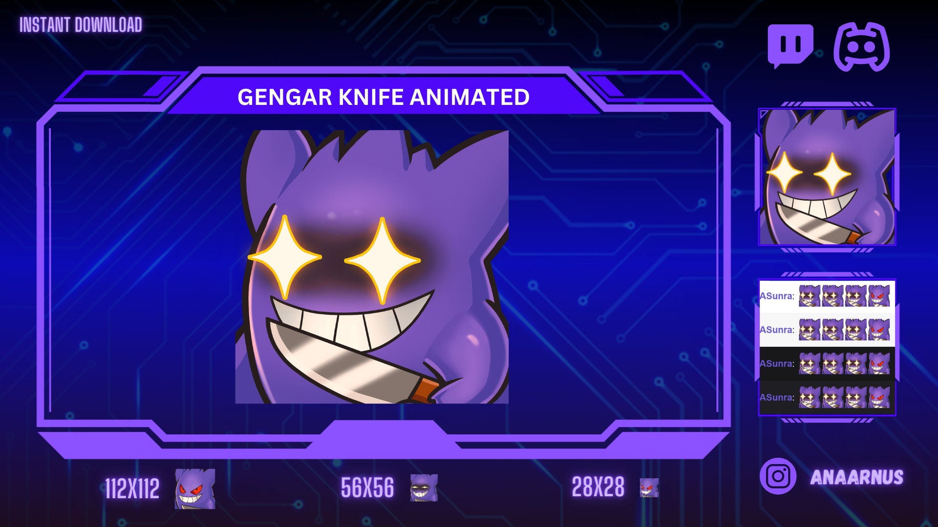 Gengar Pokemon Animated Emote Pack for Twitch, Youtube or Discord - Etsy