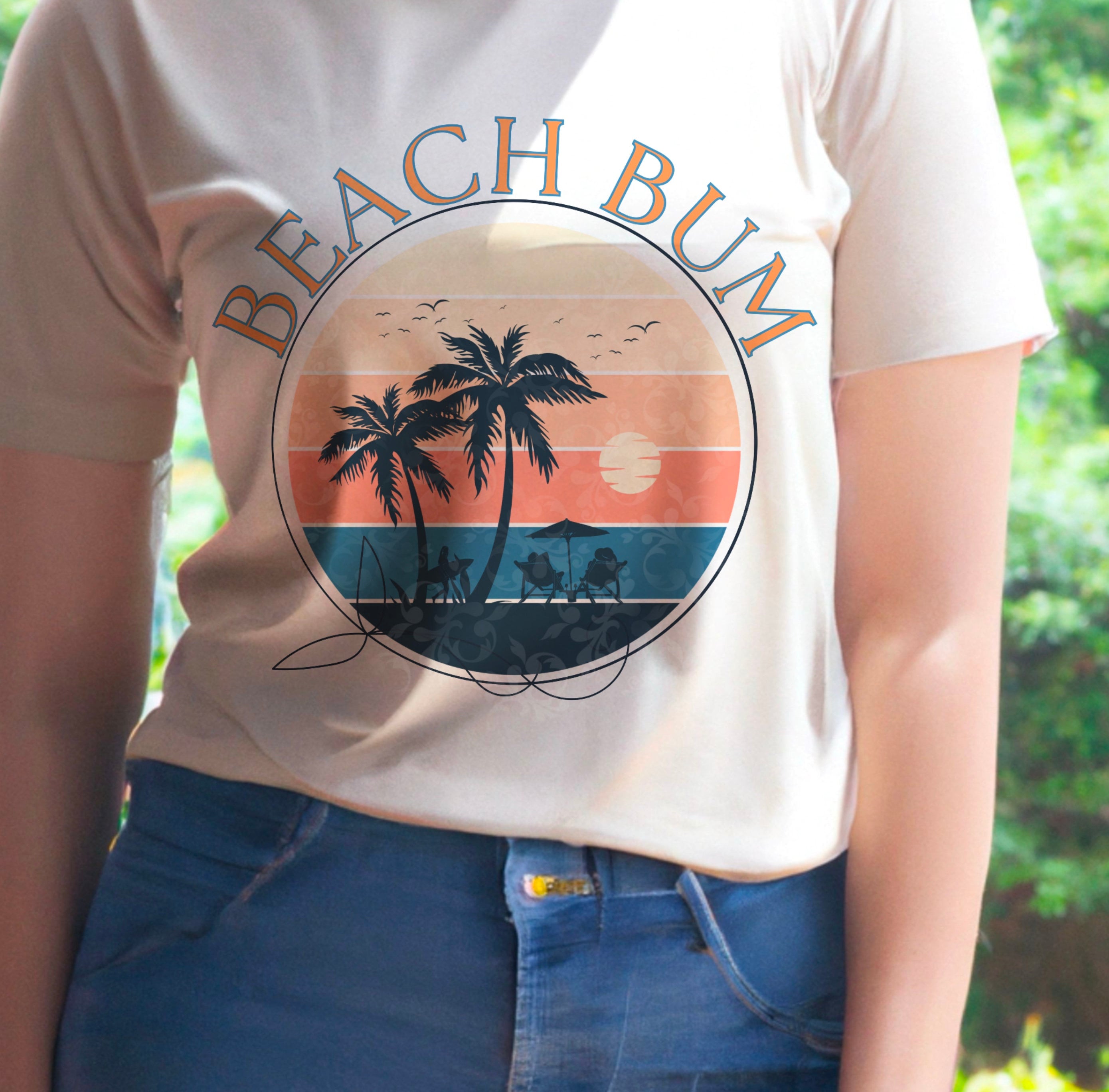 Cute Beach Bum Vibes Png, Sublimation Digital Transfer File Printable ...