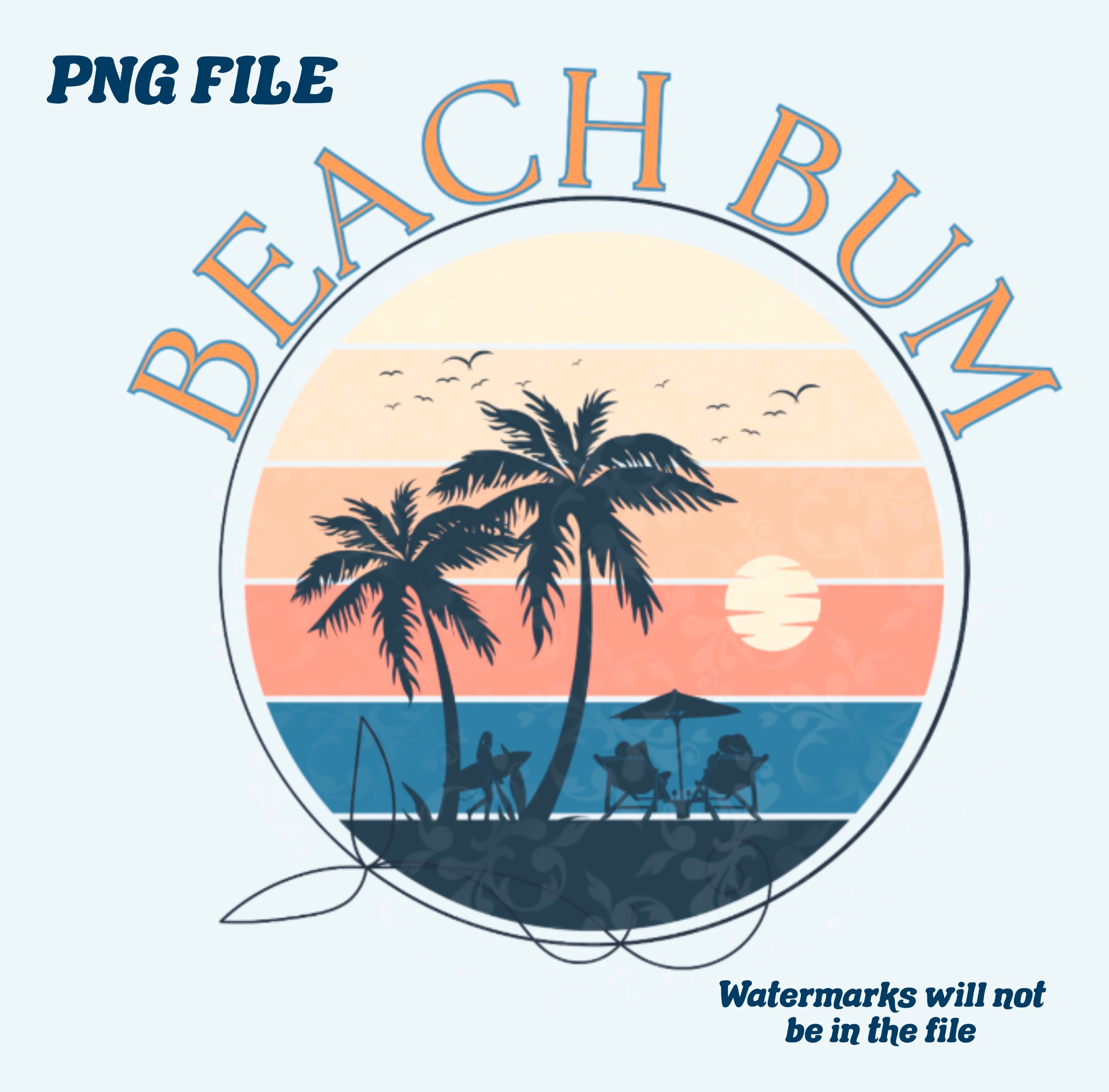 Cute Beach Bum Vibes Png, Sublimation Digital Transfer File Printable ...