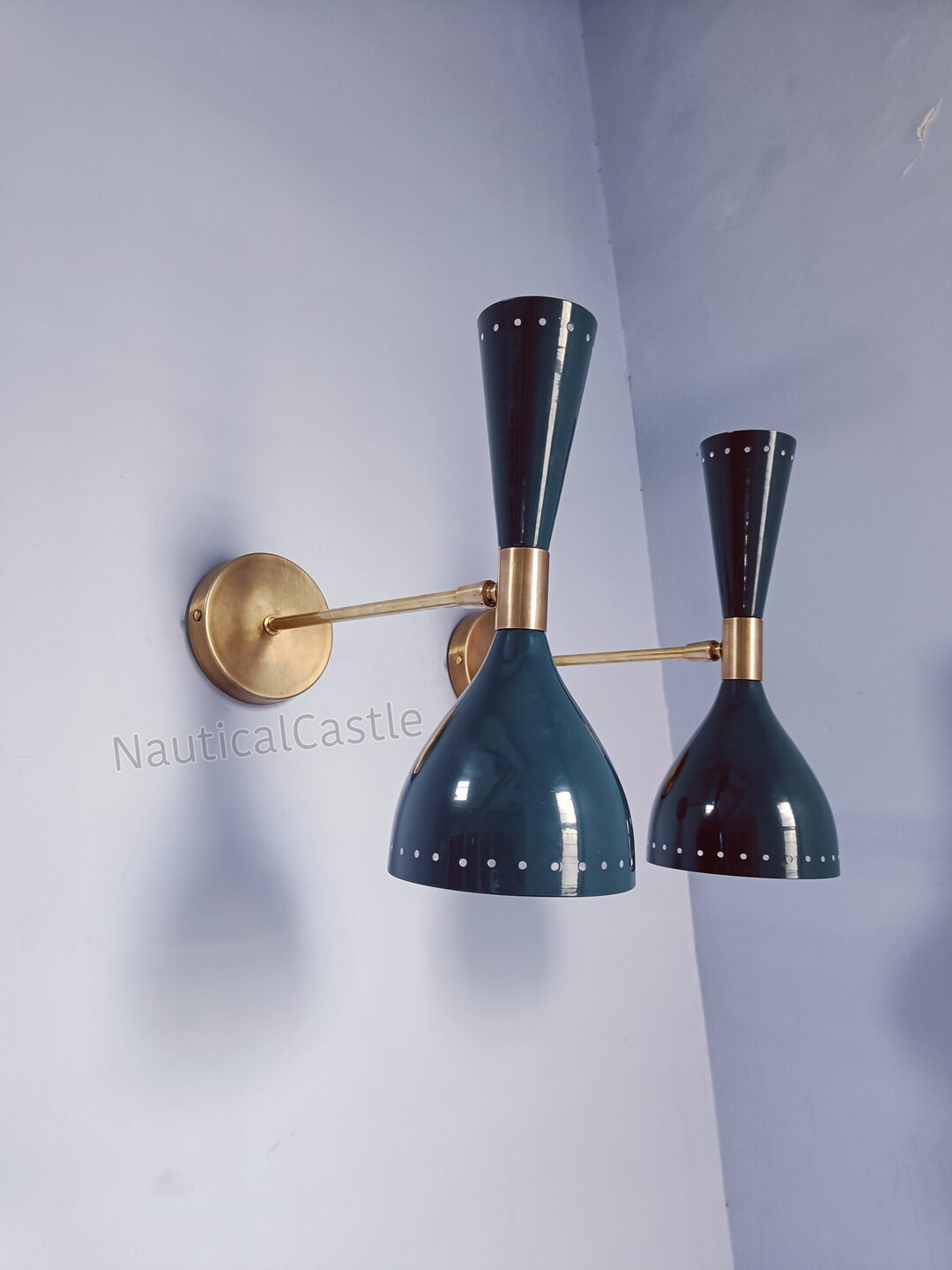 Blue Wall Sconce Lamp Mid Century Scone Italian Diabolo Sconce Lights ...