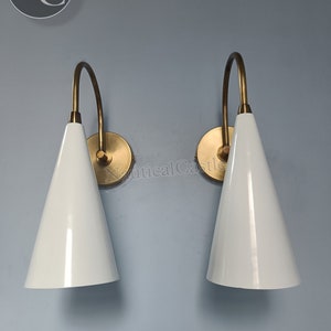 Mid Century Brass Wall Sconce Cone Shape Italian Stinlovo Scones Wall ...