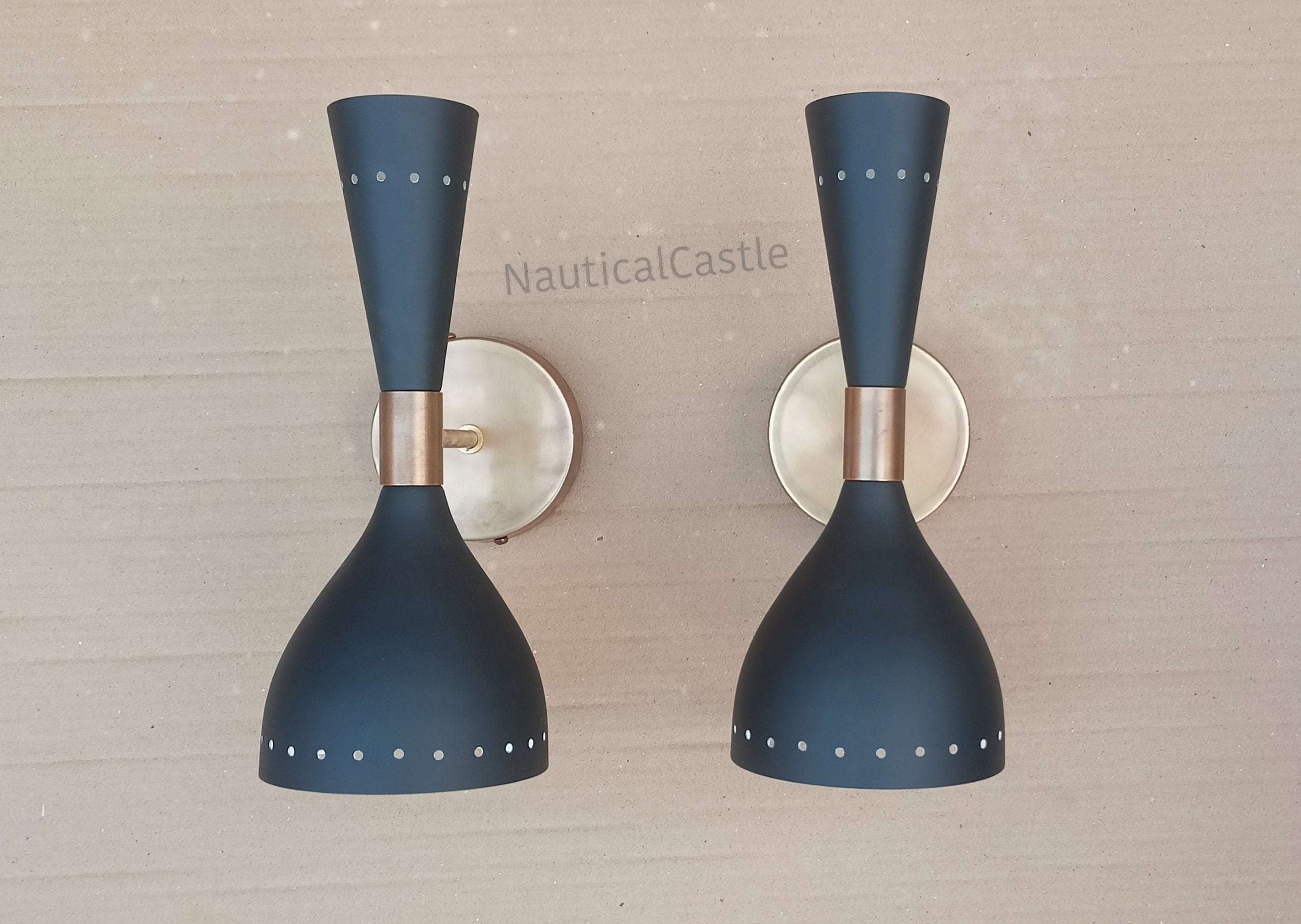 Matt Blue Wall Sconce Pair Set of 2 Italian Brass Sconce Wall - Etsy