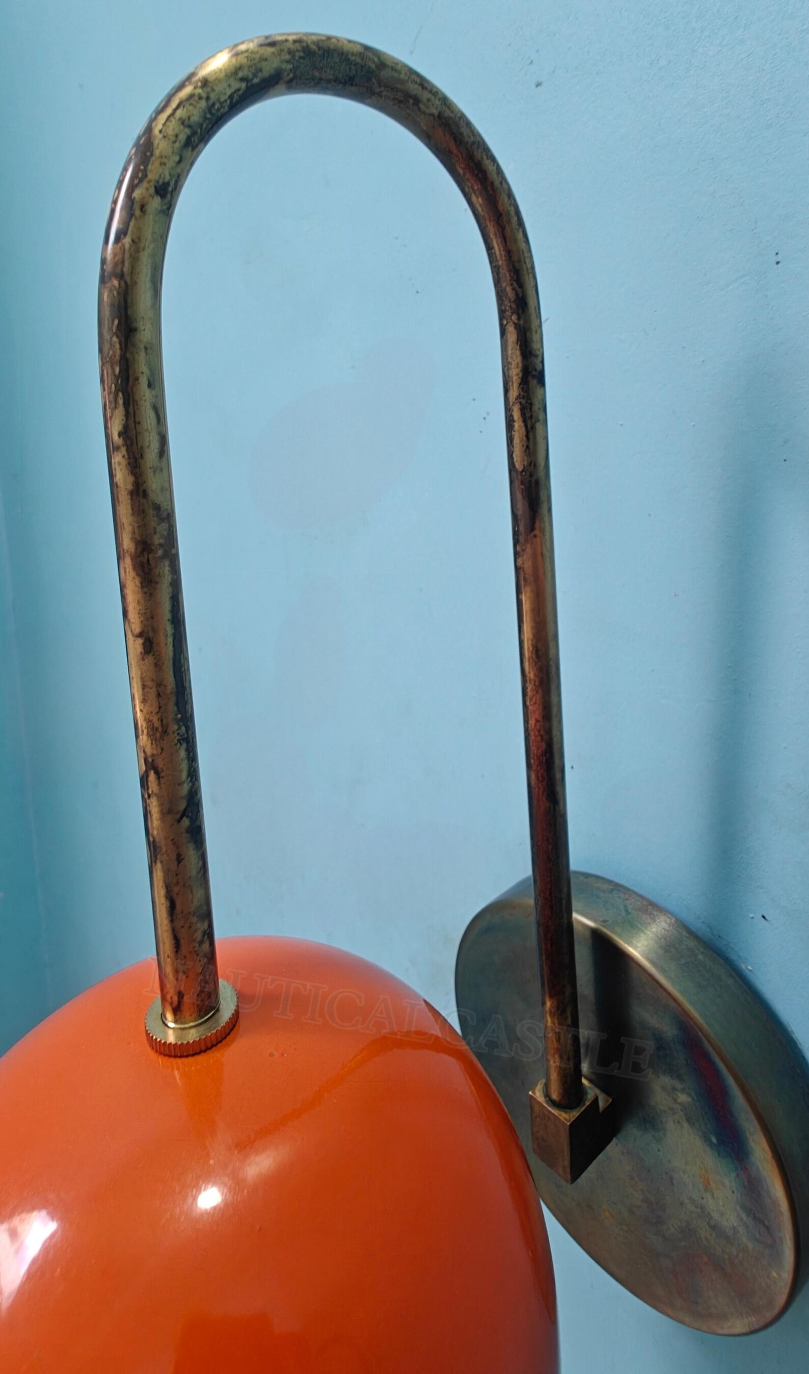Brass Wall Sconce Pair, Orange Set of 2 Mid Century U Shaped Italian ...